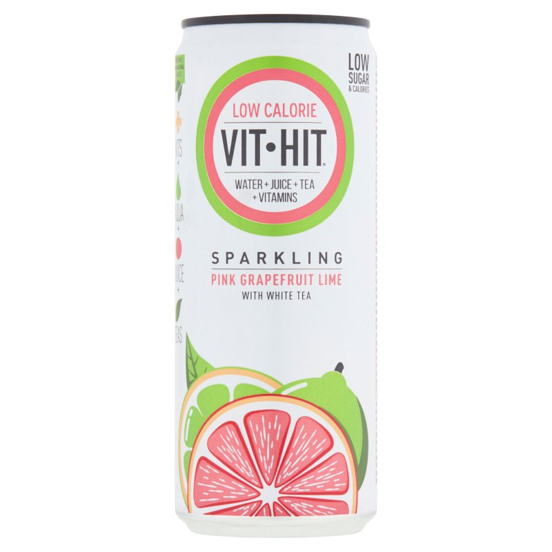 Vit Hit Pink Grapefruit & Lime Sparkling Can 330ml (12 Pack)