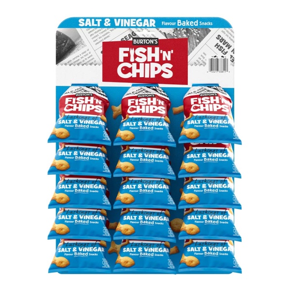 Burton's Fish 'N' Chips Salt & Vinegar Carded 40g (45 Pack)