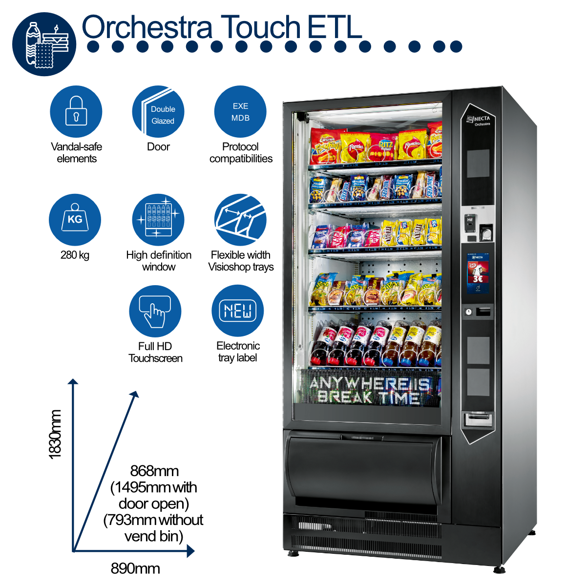 Necta ORCHESTRA TOUCH ETL Vending Machine