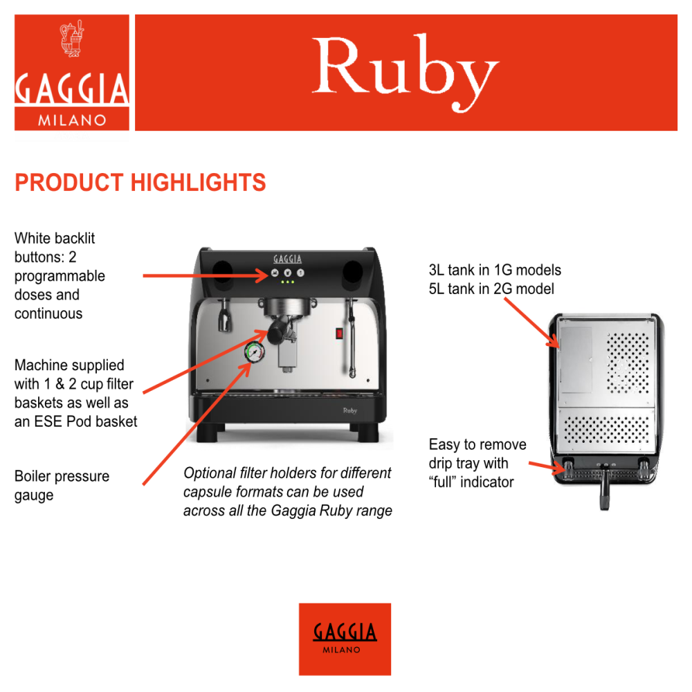 Gaggia RUBY Traditional Espresso Machine